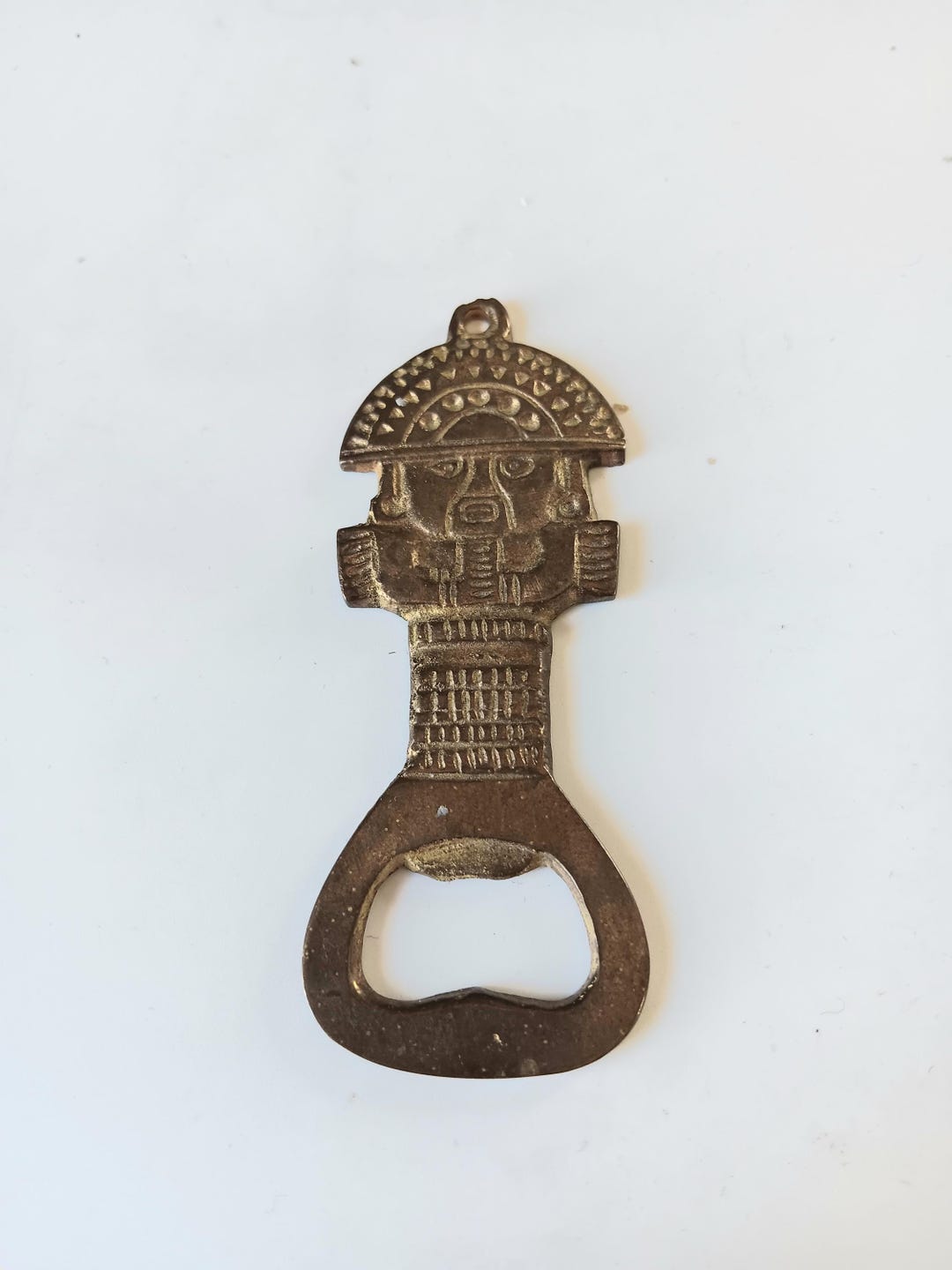 Rare Mayan Warrior Gold Brass Beer Bottle Opener Vintage Collectible ...