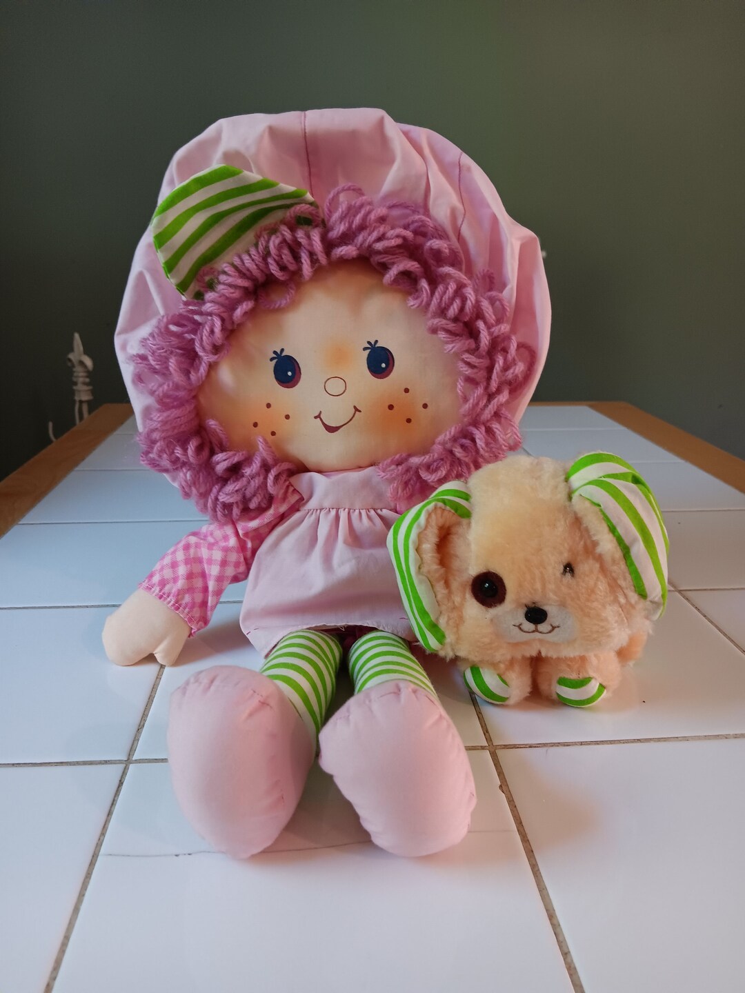 80s Strawberry Shortcake Raspberry Tart Doll & Pupcake Dog Kenner Plush ...