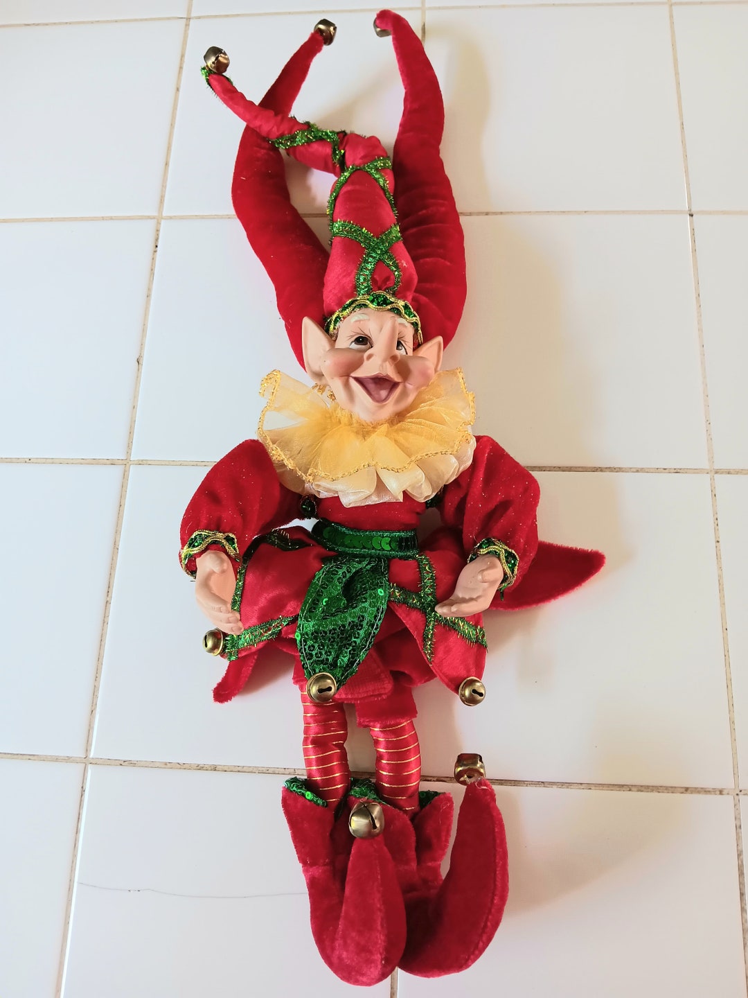 Vintage Elf Jester Posable 19" Doll. Plush Body Hard Plastic Face ...