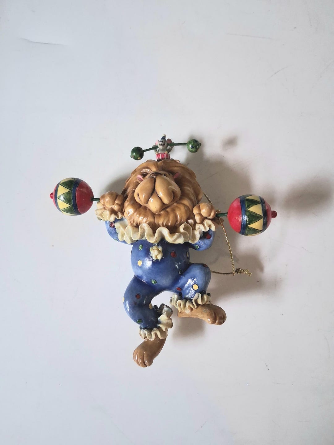 Vintage Circus Lion Clown & Mouse Lifting Barbell Weights Christmas ...