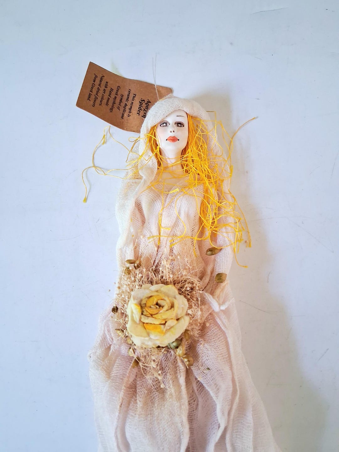 NWT Nymph Greek Mythology Symbol Ceramic Art Doll Dried Flowers From ...