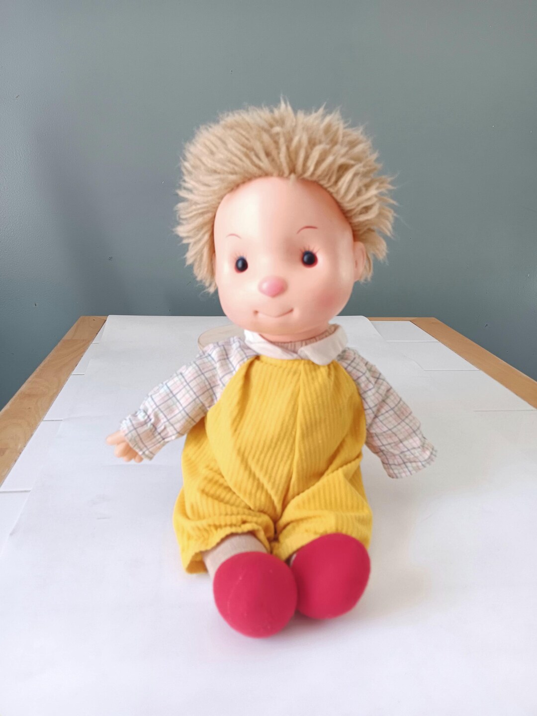 Vintage 80s Boy Komfy Kid Ice Cream Doll Plush Corduroy Yellow Outfit ...