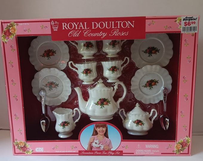 New 90s Royal Doulton Old Country Roses Plastic 17-piece Tea Toy Play ...