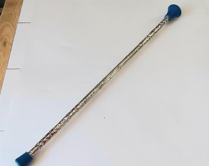 Vintage 22" Twirling Baton Silver Chrome Metal Rubber Ends Majorette ...
