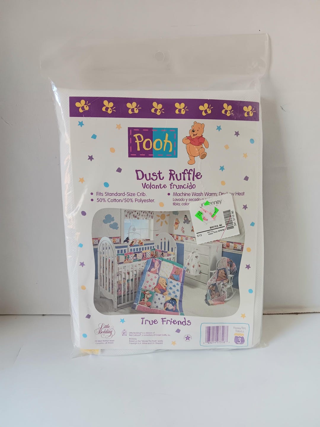 HTF Disney Winnie the Pooh Crib Dust Ruffle Nursery Bedding Baby ...