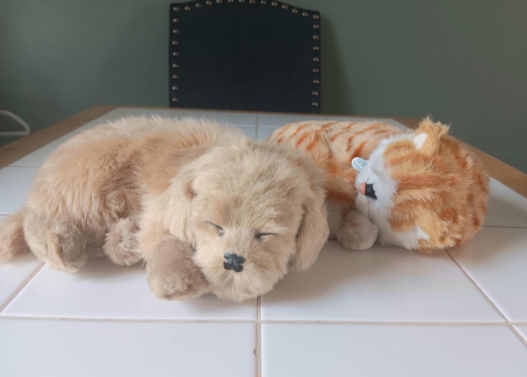 Perfect Petzzz Golden Retriever Dog/tabby Cat Set Life Like Breathing ...
