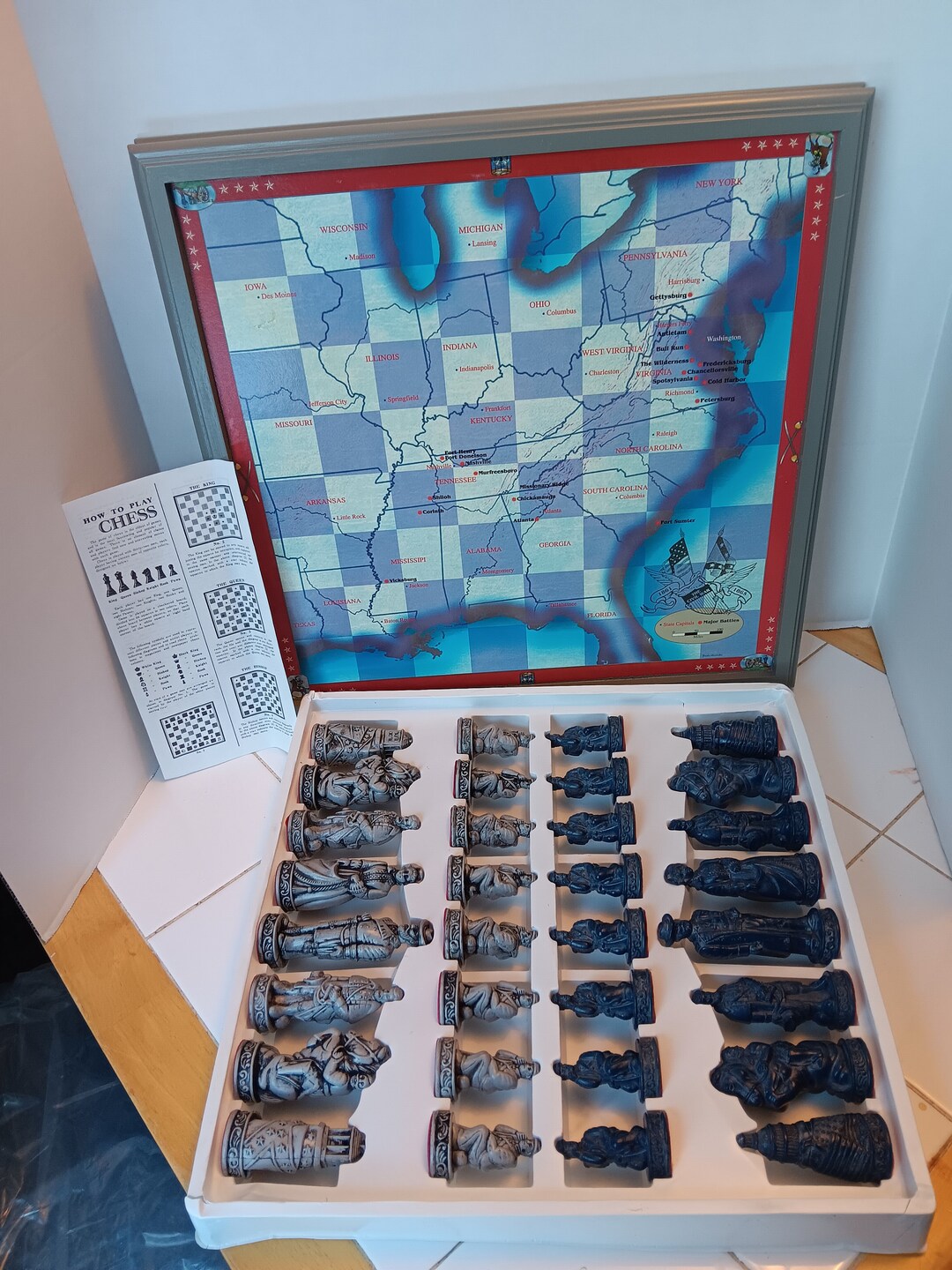 Vintage Chess Set Civil War Capitals VS Battles Game by FOULA HRISTAKIS ...