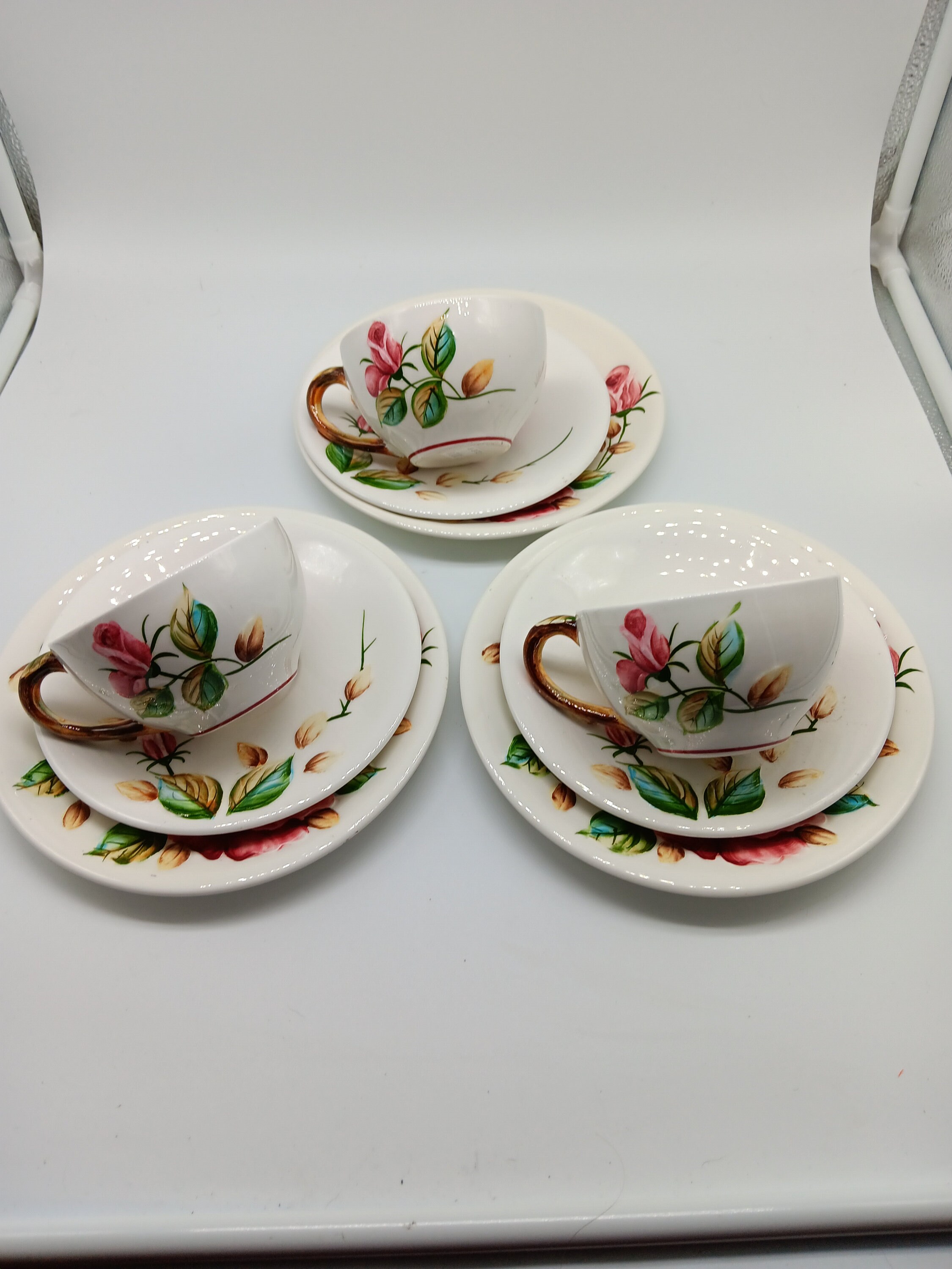 Vintage LEFTON Red Americana Floral Rose Hand-painted Plate & - Etsy