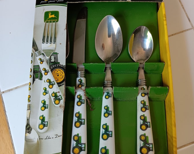 Vintage John Deere Tractor Flatware / Silverware 16pc Utensil Set ...