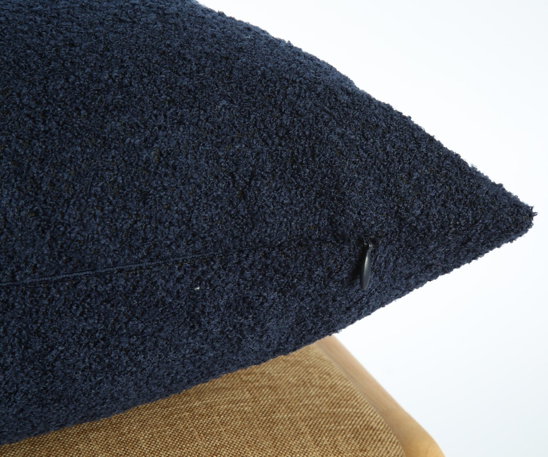 Boucle Look Textured Navy Blue Pillow Cover,boucle Pillowcase,sherpa ...