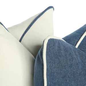 Blue and White Pillow Case Set, Piping Linen Pillow Case, Combination ...