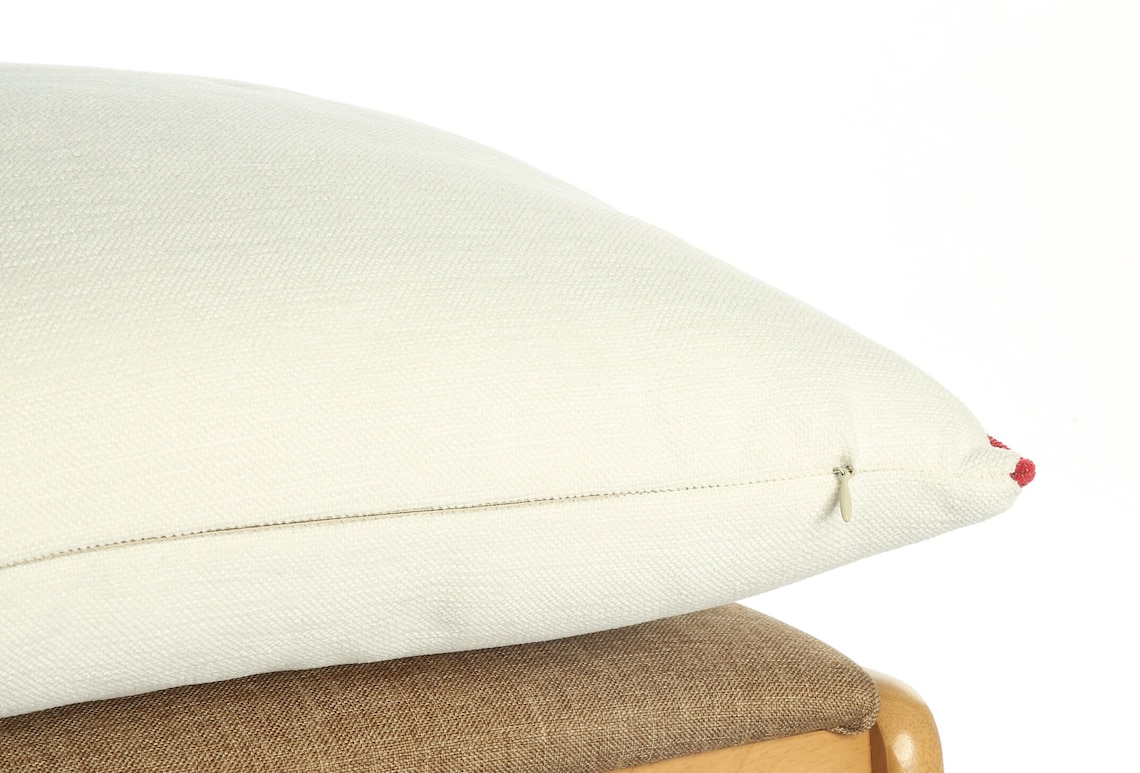 White Pillow With Red Pipping,white Linen Throw Pillows,red Pipping ...