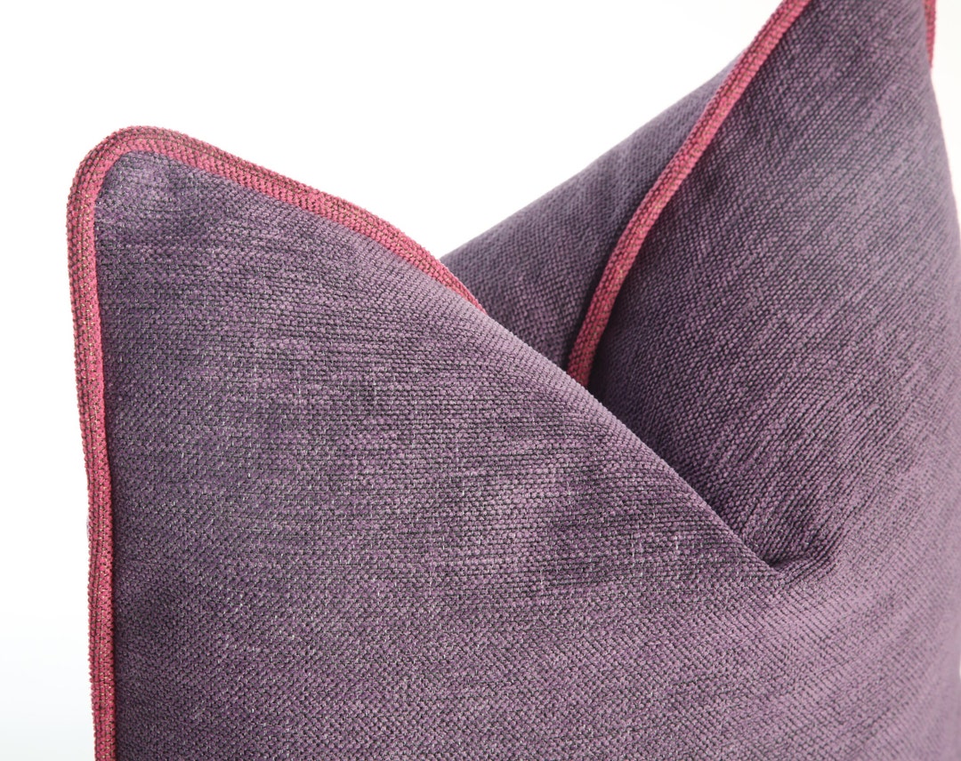 Purple Linen Pillow Cover With Linen Pipping,purple Body Pillow With ...
