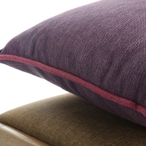 Purple Linen Pillow Cover With Linen Pipping,purple Body Pillow With ...