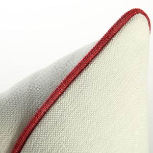 White Pillow With Red Pipping,white Linen Throw Pillow,red Pipping ...