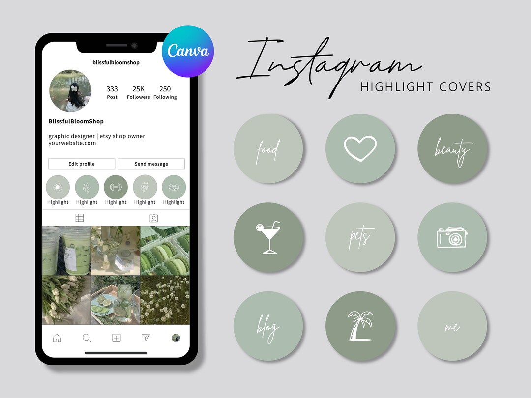 50 Green Instagram Highlight Covers Neutral Highlight Buttons Nature ...
