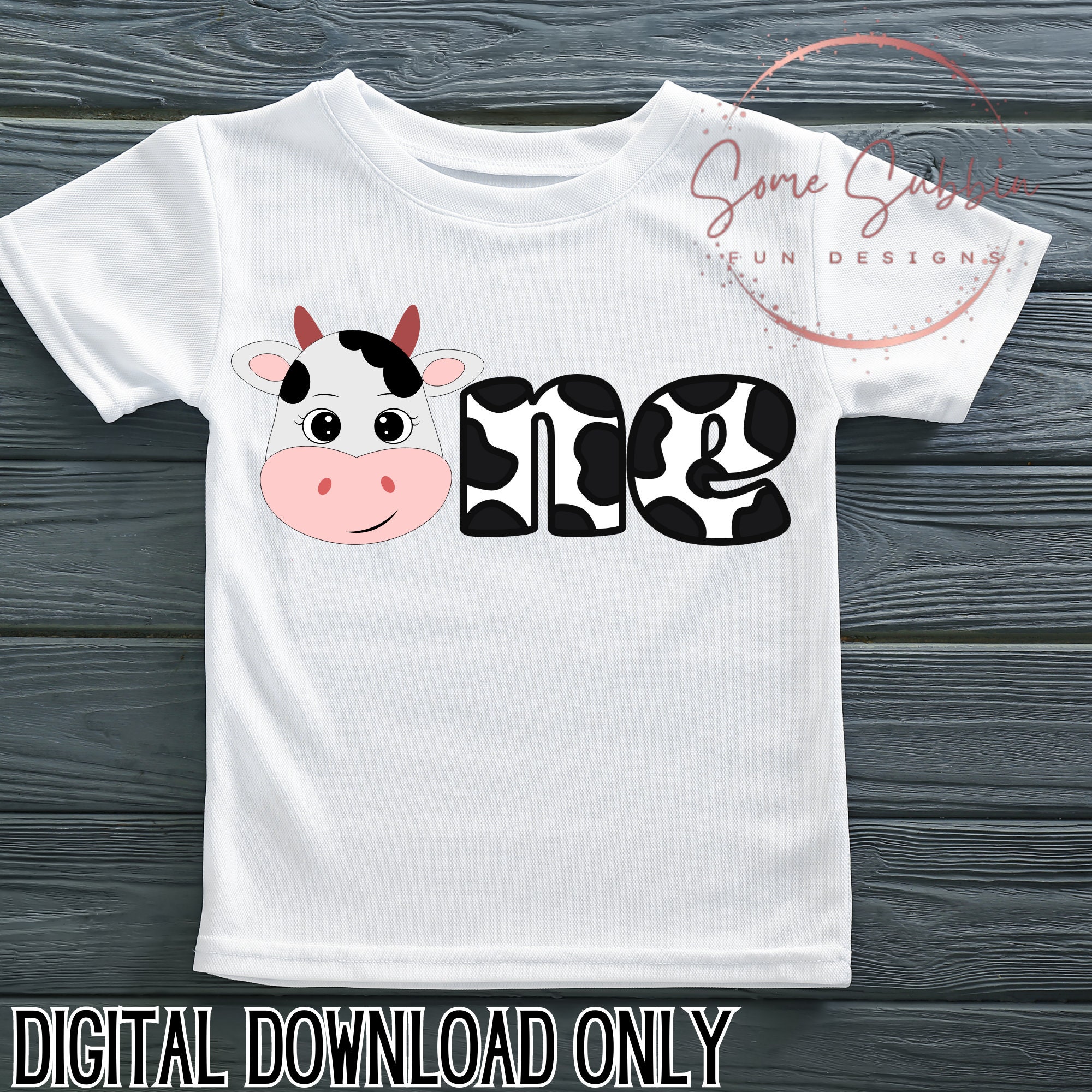 Farm Birthday PNG, Cow One Sublimation Download, Cow Birthday Png, Cow ...