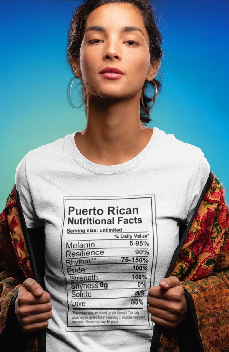 Puerto Rican Nutritional Facts T-shirt / Please Read Sizing Options in ...