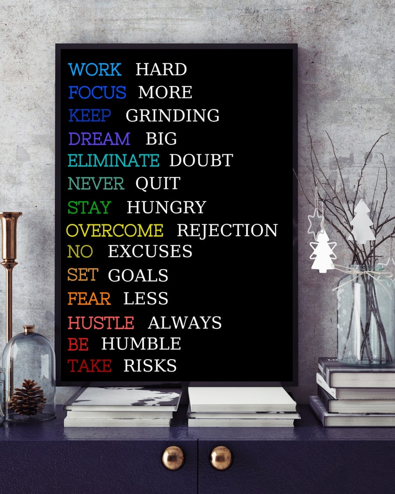 Work Hard, Focus More, Motivational Quote Poster: Stay Focused and ...