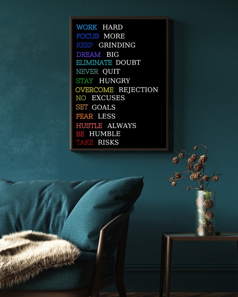 Work Hard, Focus More, Motivational Quote Poster: Stay Focused and ...