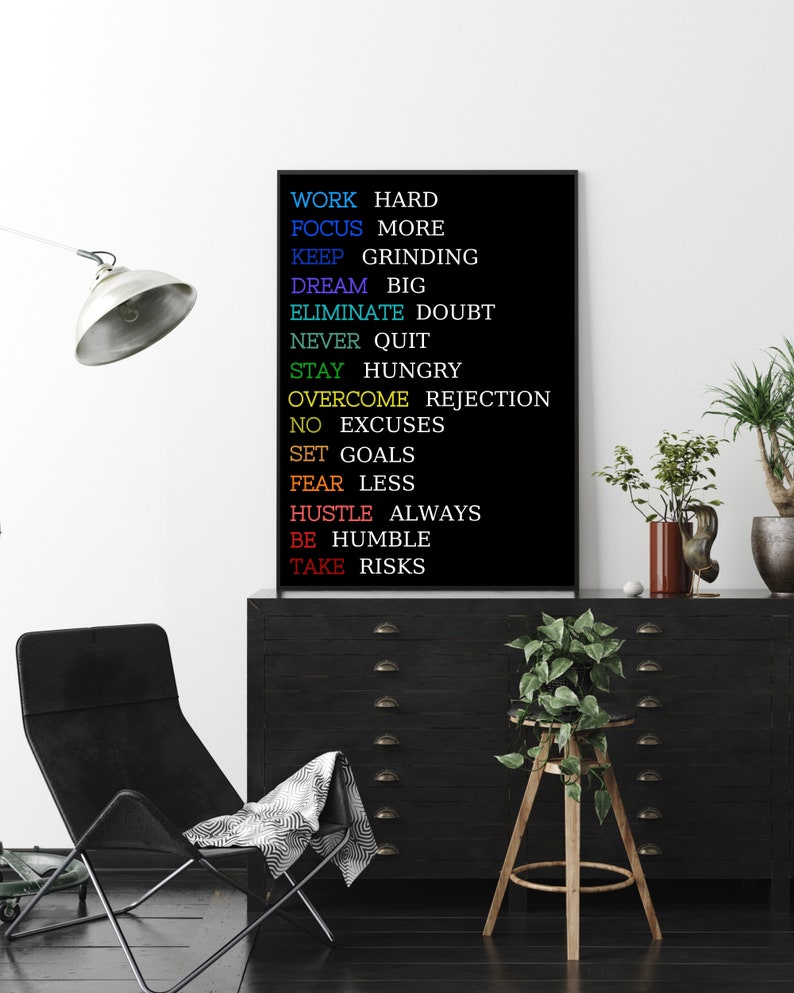 Work Hard, Focus More, Motivational Quote Poster: Stay Focused and ...