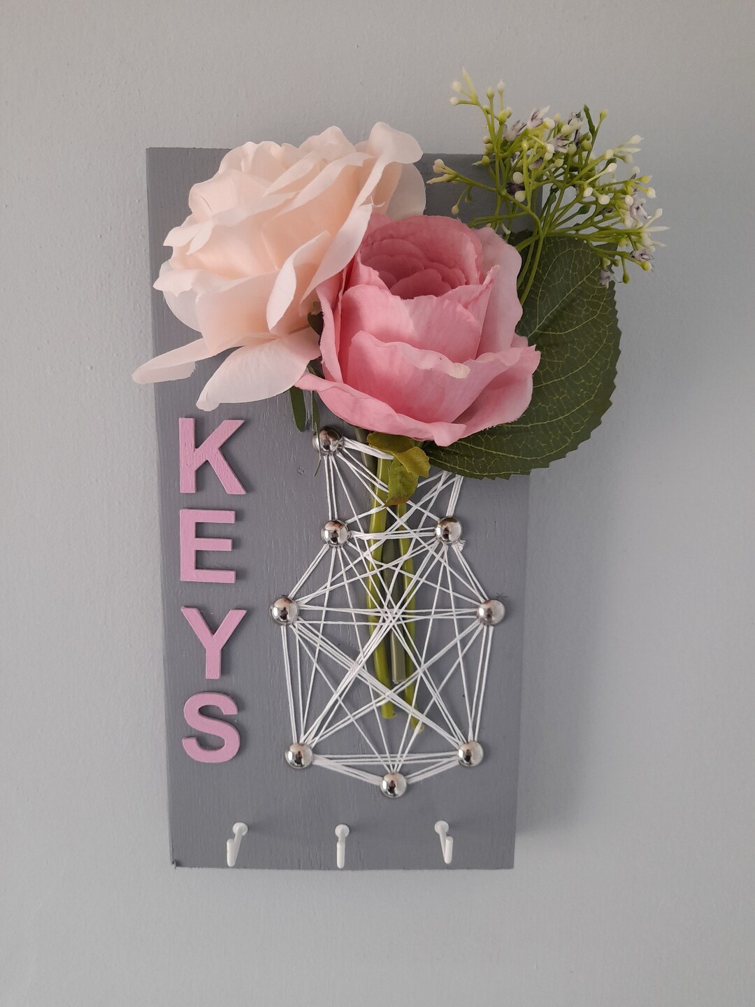 Faux Flower Rustic Key Holder - Etsy UK