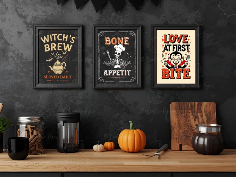 Halloween Kitchen Wall Art Bundle, Spooky Funny Signs, Bone Appétit ...