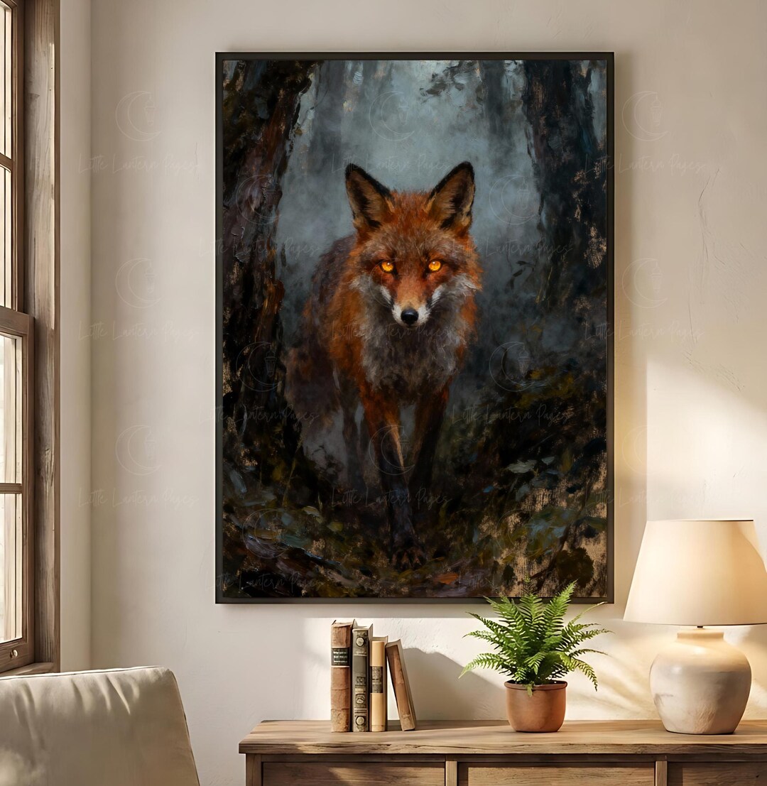 Mystical Fox Wall Art | Fantasy Animal Print | Booktok Dark Academia ...