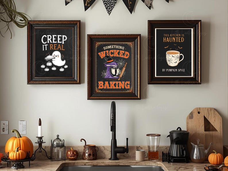 Halloween Kitchen Wall Art Bundle, Spooky Funny Signs, Bone Appétit ...