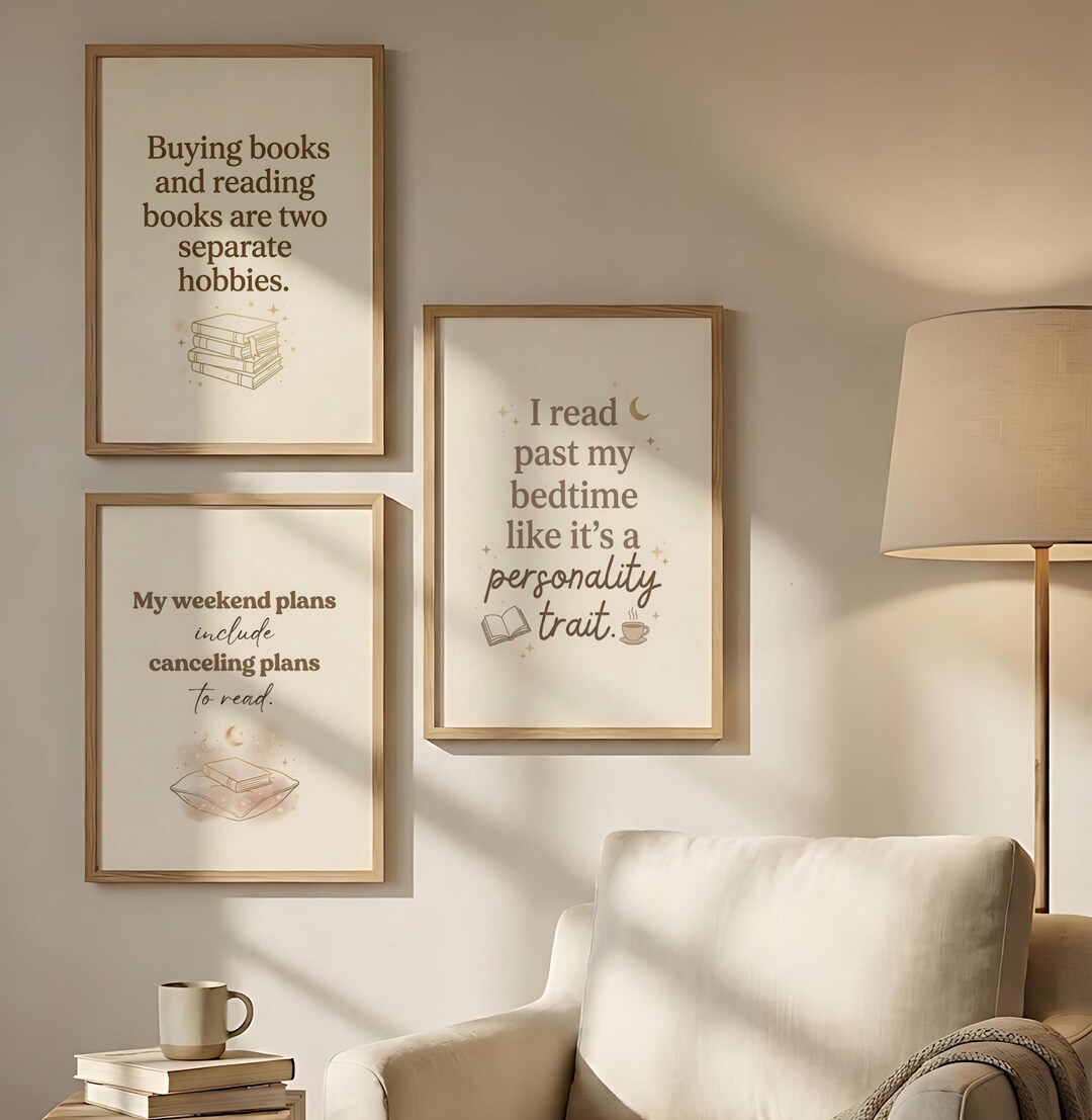 Funny Bookish Wall Art Set of 3 | Relatable Reading Quotes | Introvert ...
