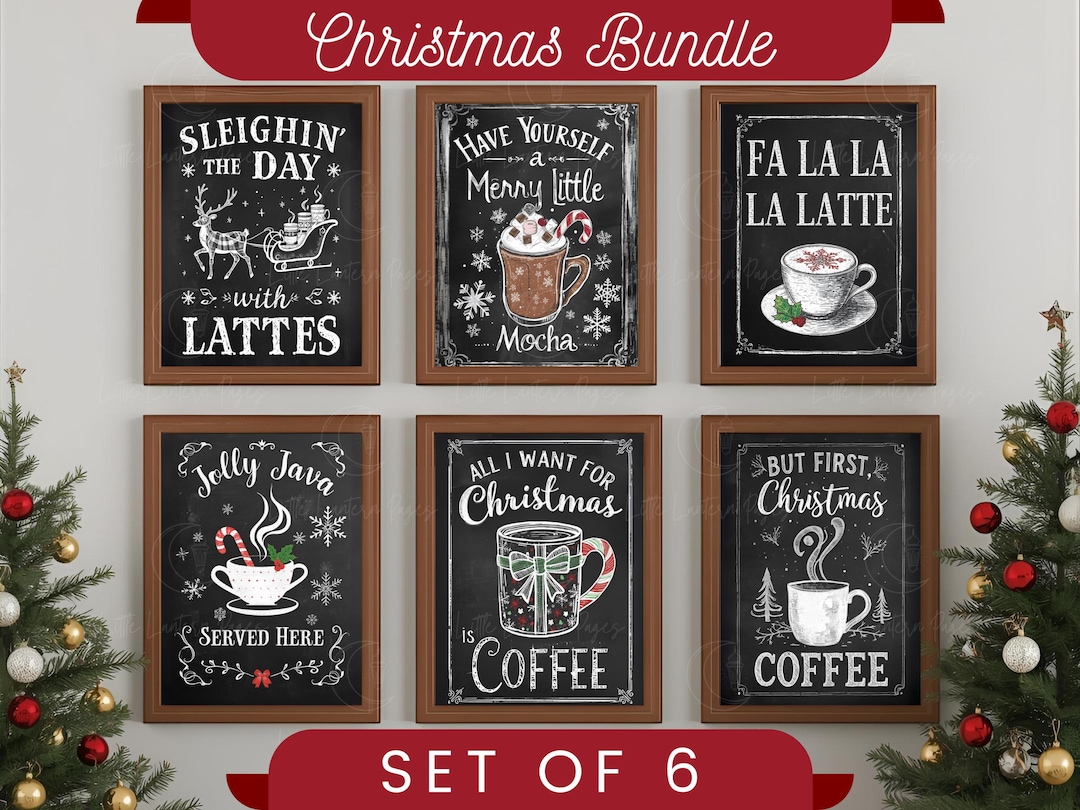 Christmas Coffee Bar Wall Art Set, Funny Holiday Coffee Printables ...