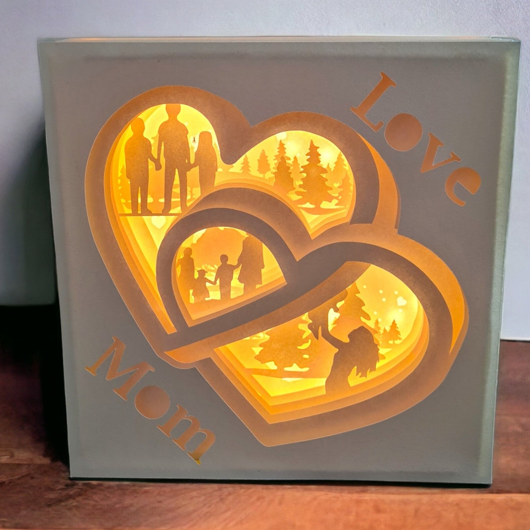 Love Mom 3 Children Lightbox File - Etsy