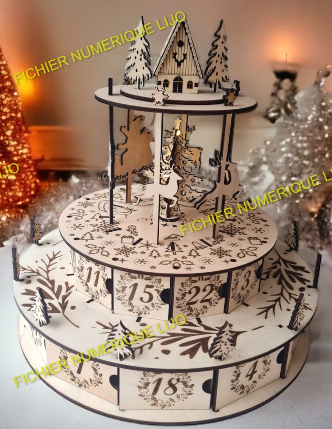 Fichier calendrier avent coupe laser DXF Noel, calendar avent - Etsy France