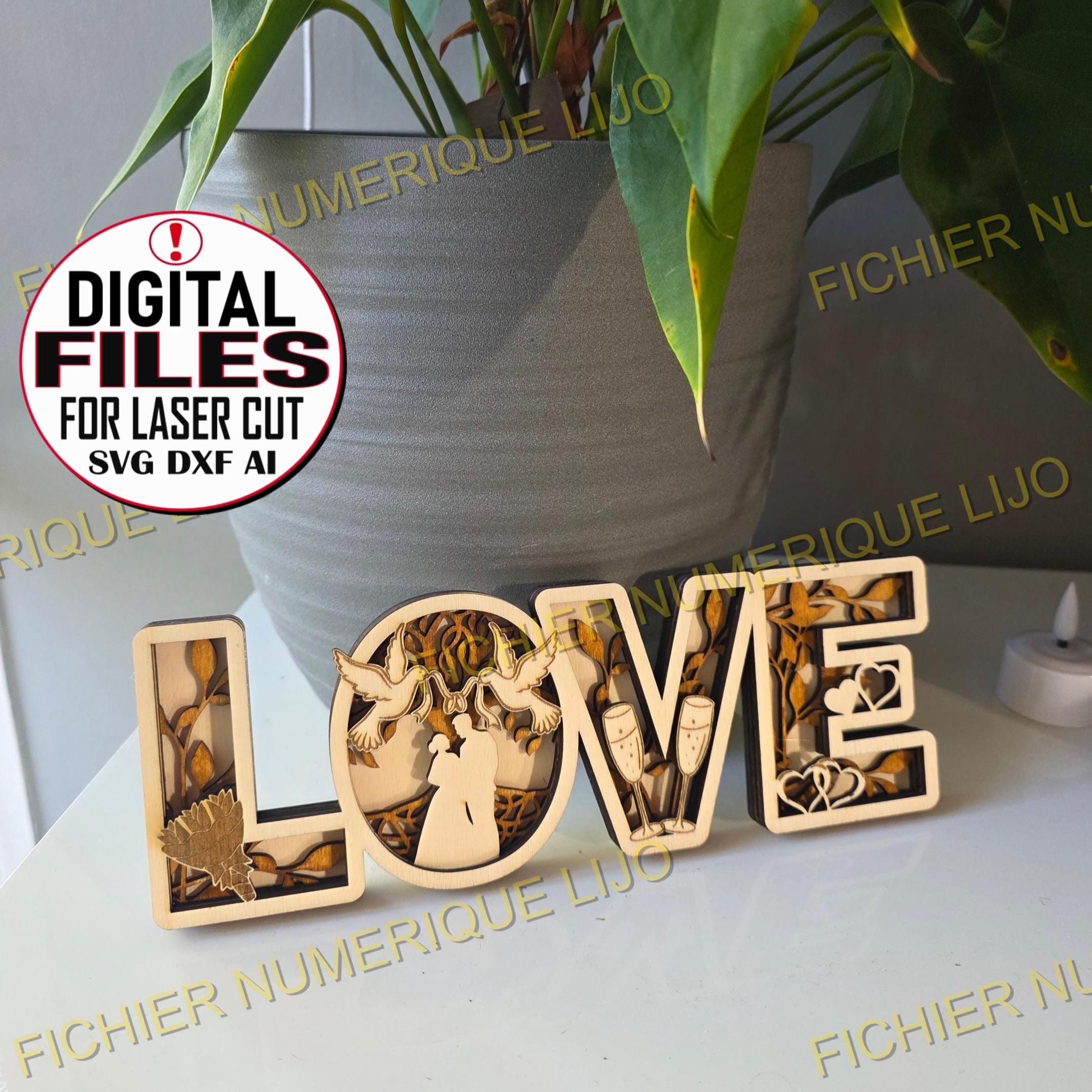 Love Couple Wedding Laser Cut SVG DXF File - Etsy