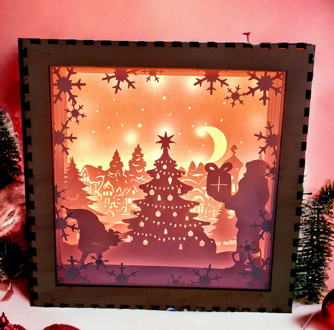 Fichier lightbox Noël sapin village - Etsy France