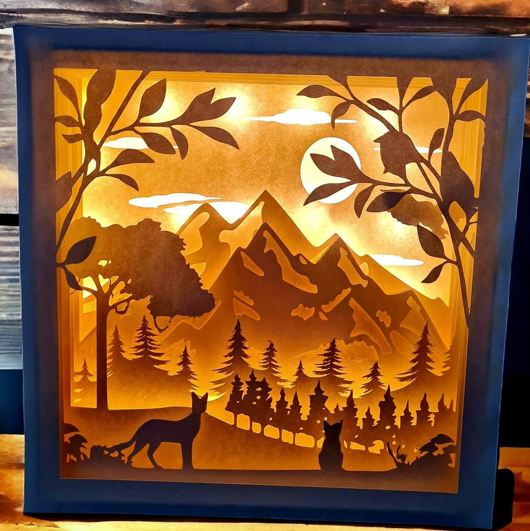 Nature Lightbox File, Forest, Mountain, Animals, Shadowbox - Etsy