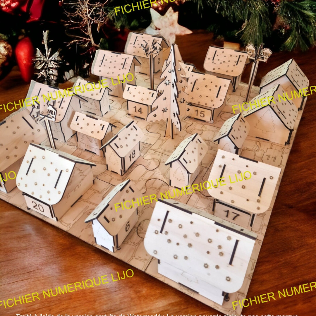 FILE Advent Calendar, DXF Laser Cut Christmas Village, Advent Calendar ...