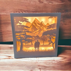 Lightbox File Mountain Couple Shadowbox - Etsy