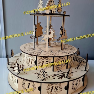 Fichier calendrier avent coupe laser DXF Noel, calendar avent - Etsy France