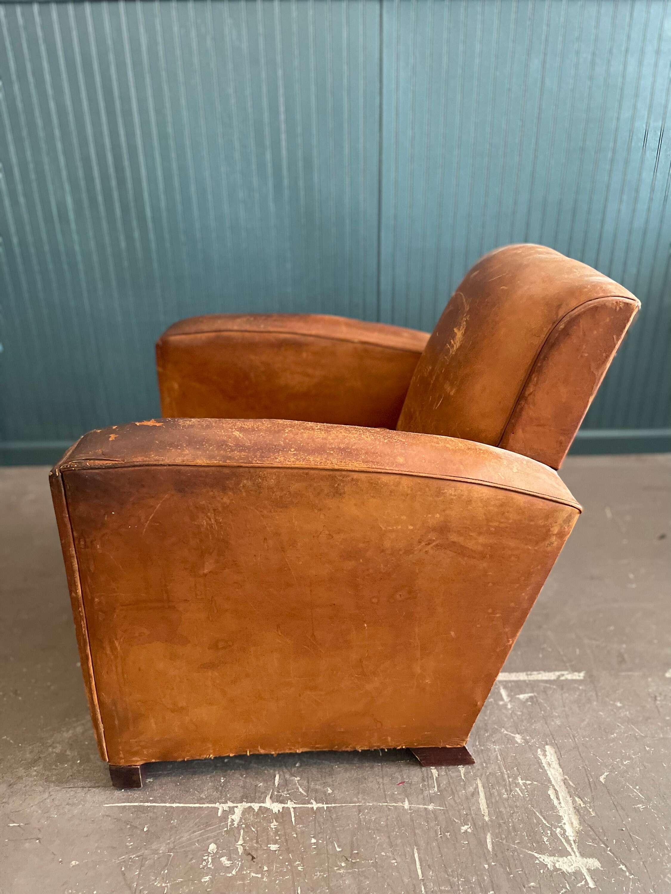 1920's French Leather Club Chair - Etsy