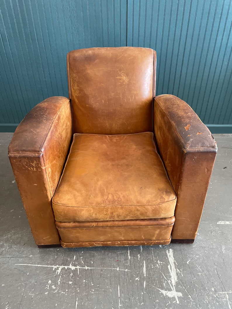 1920's French Leather Club Chair - Etsy