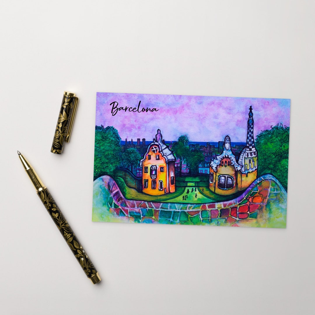 Barcelona Postcard, Park Guell, Gaudí, Fine Art Print, Spain Travel - Etsy
