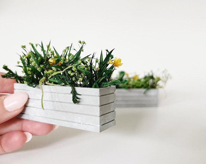 Dollhouse Planter Boxes - Set of 2: Miniature Potted Plants for ...