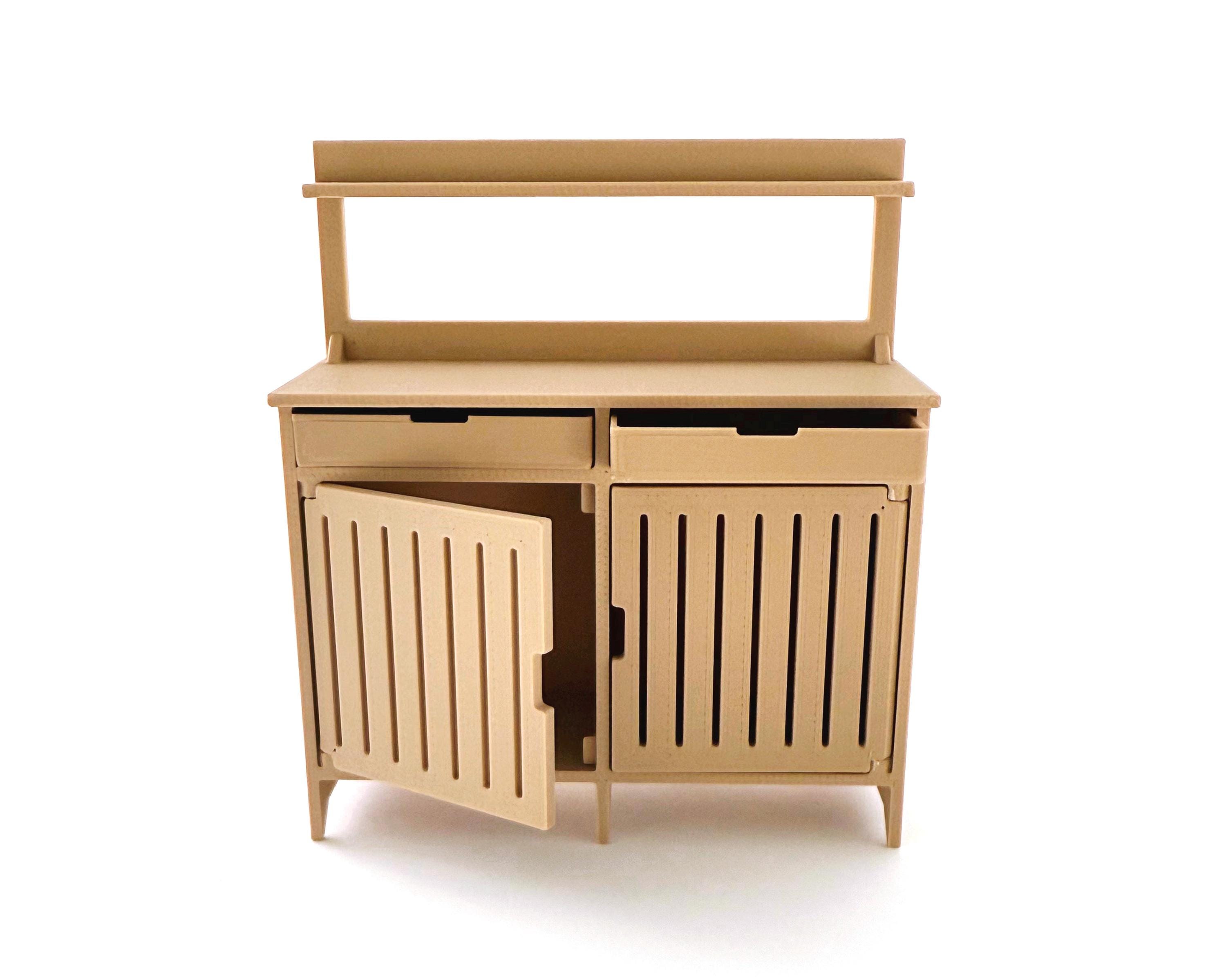 Miniature Garden Workstation - 1:12 Scale Dollhouse Potting Bench With ...