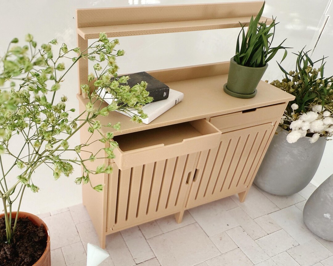 Miniature Garden Workstation - 1:12 Scale Dollhouse Potting Bench With ...