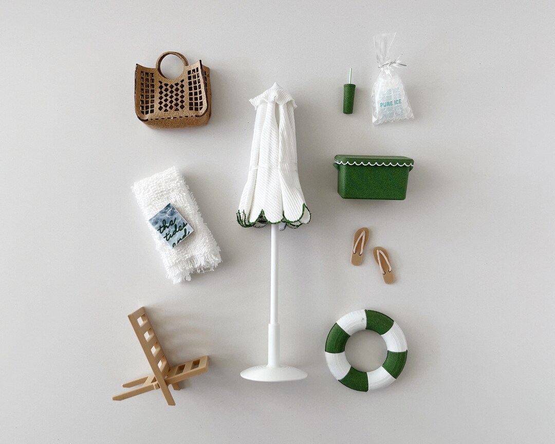 Miniature Beach Set: Dollhouse Beach Essentials Including Mini Beach ...