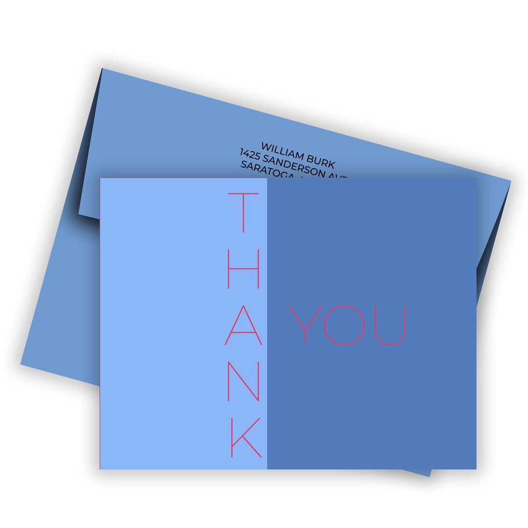 Color Block Thank You Cards, Matching Envelopes and FREE Return Address ...