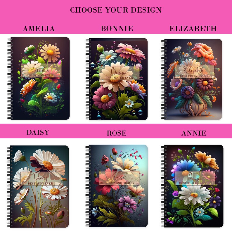 Personalized Floral Notebook, - Etsy