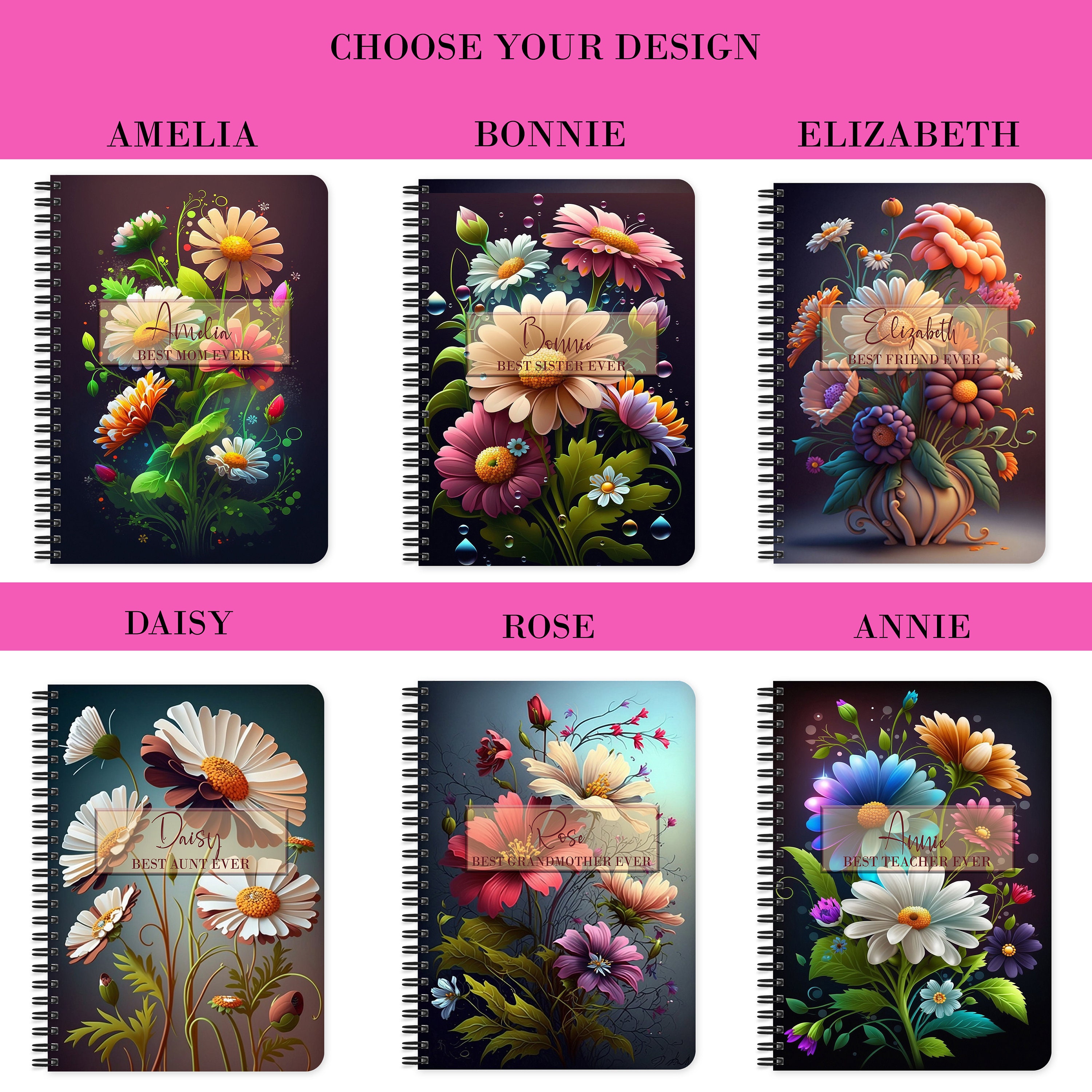 Personalized Floral Notebook, - Etsy