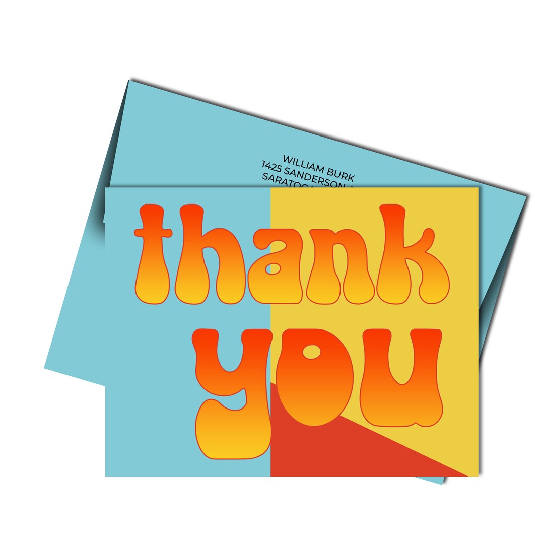 Retro Color Block Thank You Cards, Matching Envelopes and FREE Return ...